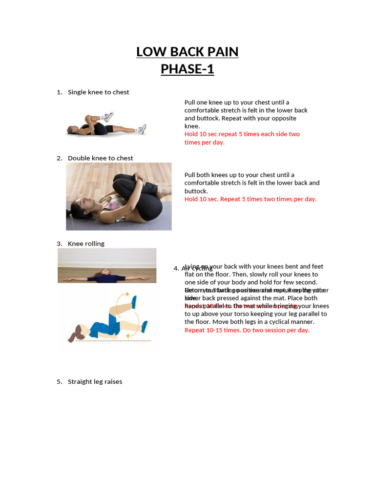 Low Back Pain Exercises | PDF | Foot | Knee