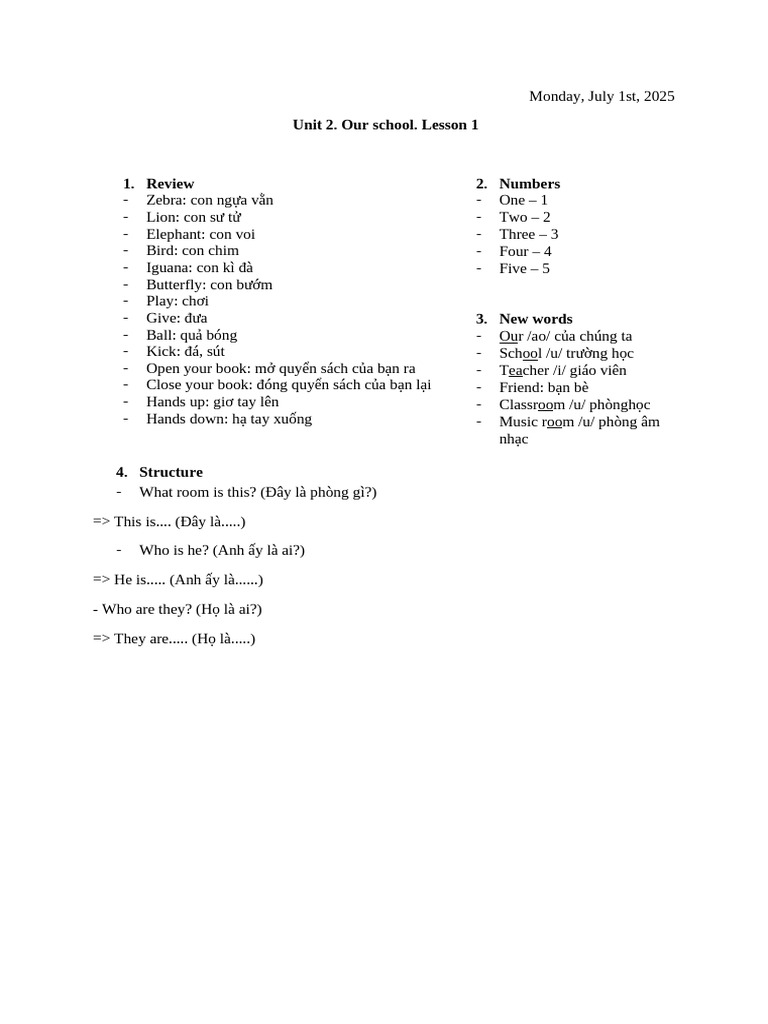 2c. Unit 2. Lesson 1 | PDF