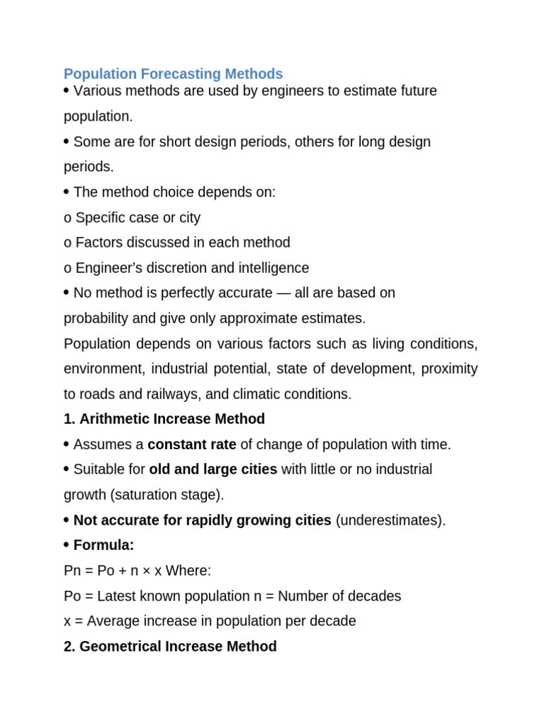 Population Forecast Methods | PDF | Logistic Function | Forecasting