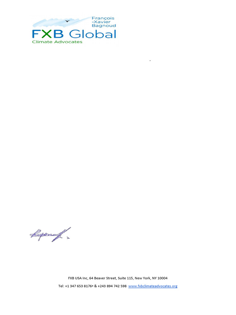 Acceptation au programme FXB Climate Advocates | PDF | Convention-cadre ...