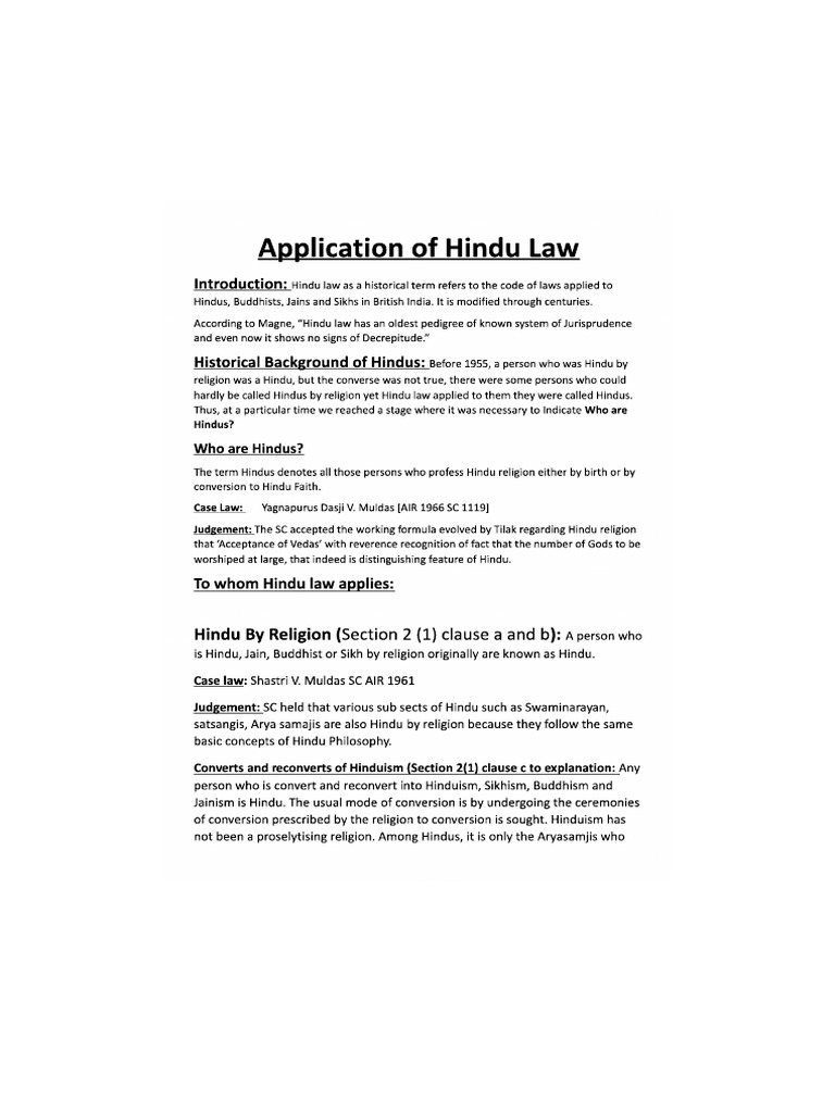 Application of Hindu Law | PDF