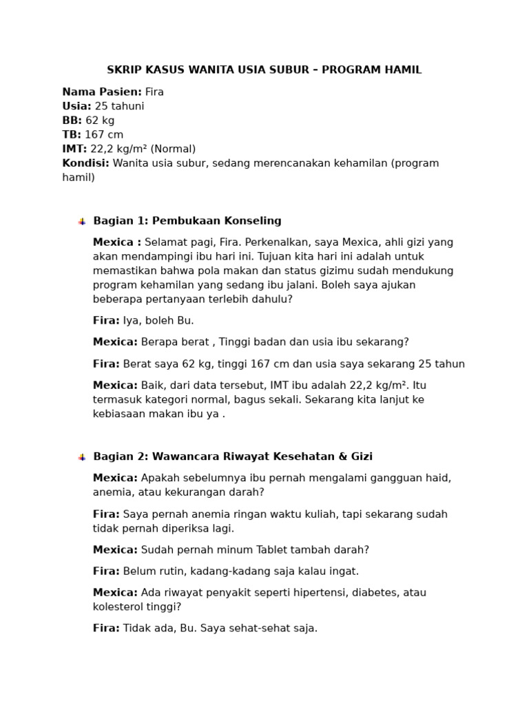 Skrip Kasus Wanita Usia Subur | PDF