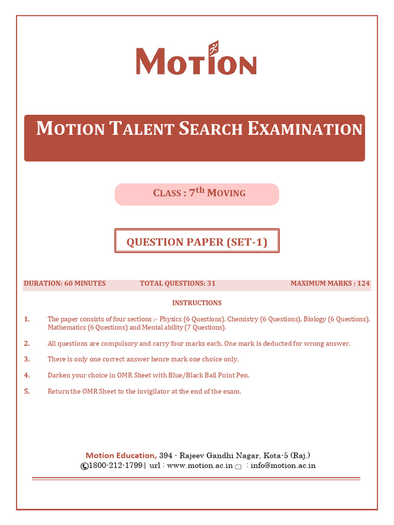 Class 8 MTSE Sample Paper | PDF | Flowers | Leaf