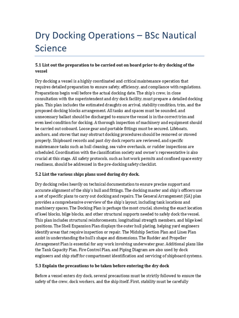 Dry Docking Operations Overview | PDF | Ships | Corrosion