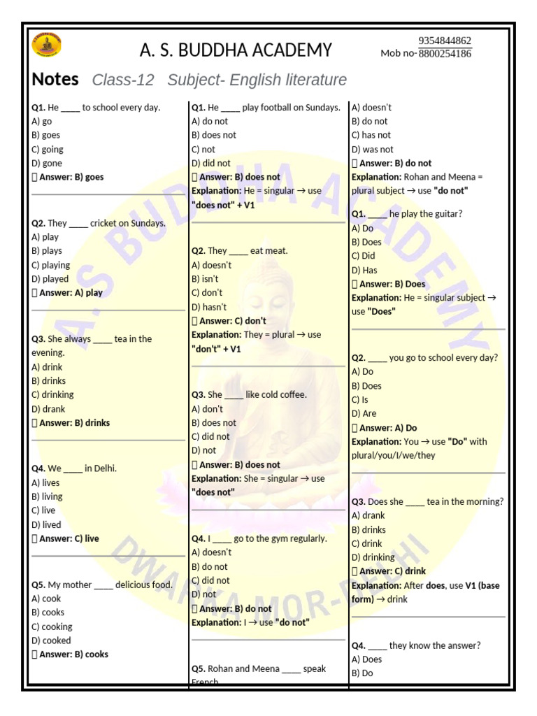 Class 12 English Grammar Exercises | PDF