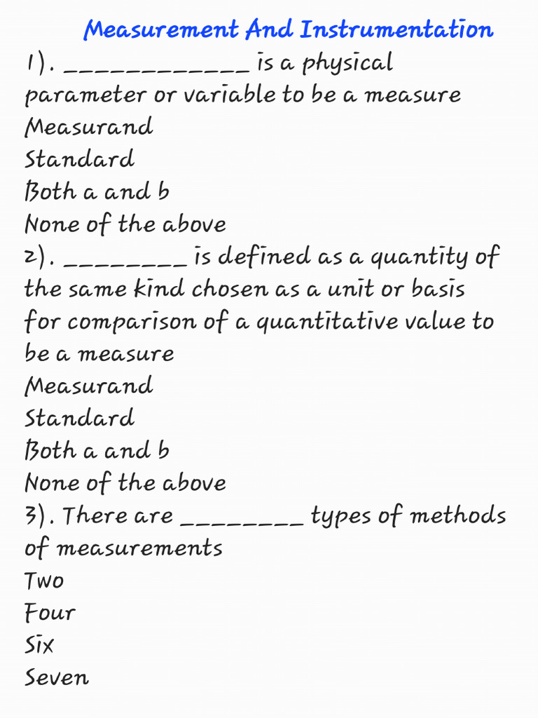 Measurement and Instrumentation | PDF