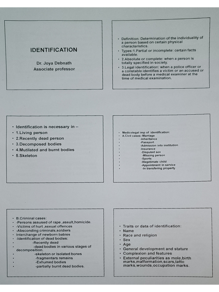 Identification... by DR Joya Ma'am | PDF