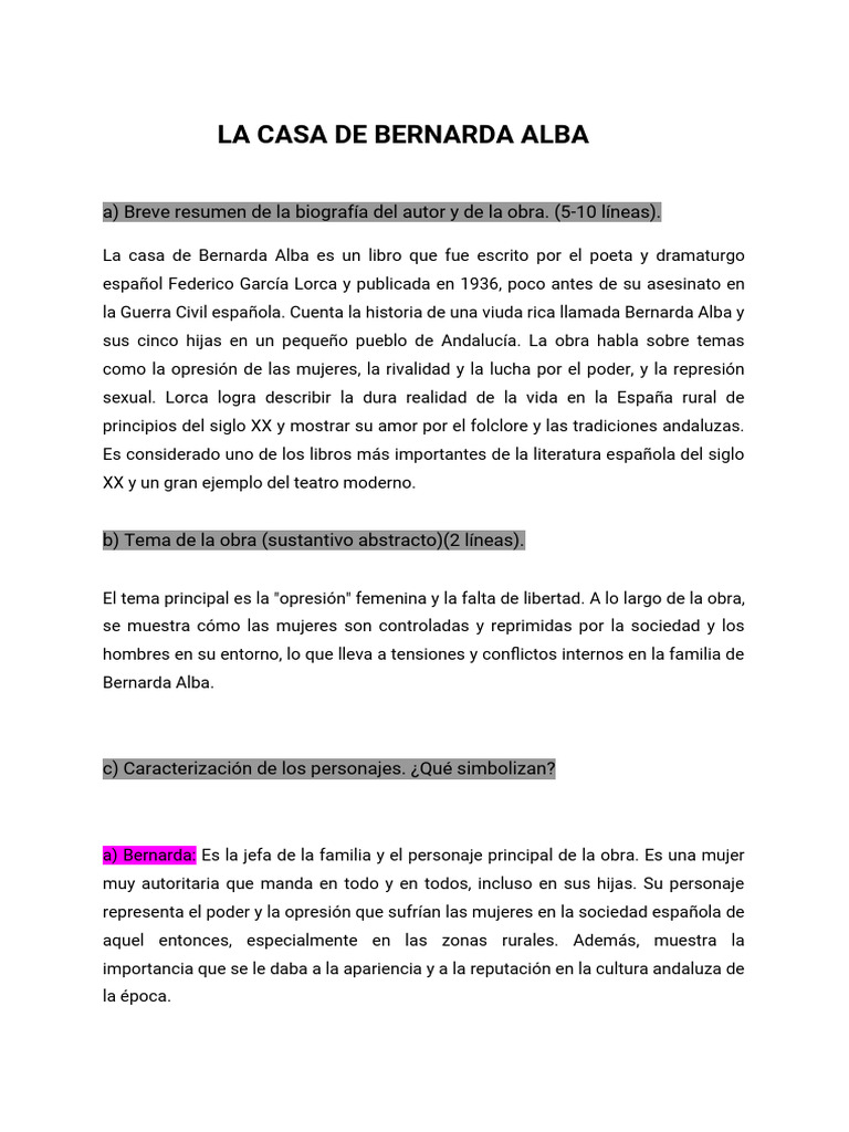 La Casa de Bernarda Alba | PDF