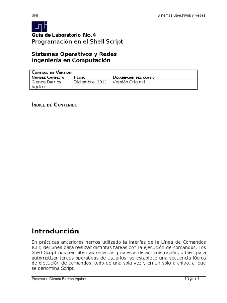 04.guía de Laboratorio de Programación Shell Script | PDF | Interfaz de línea de comando ...