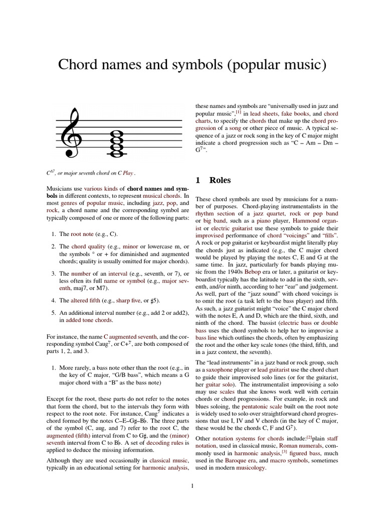 Chord Names and Symbols (Popular Music) | PDF | Chord (Music ...