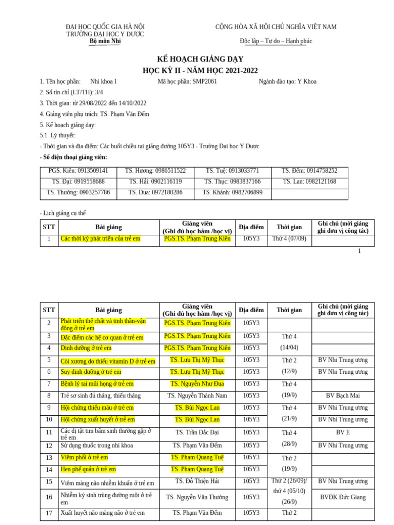 KHGD Y4 Đa Khoa (L P A) | PDF