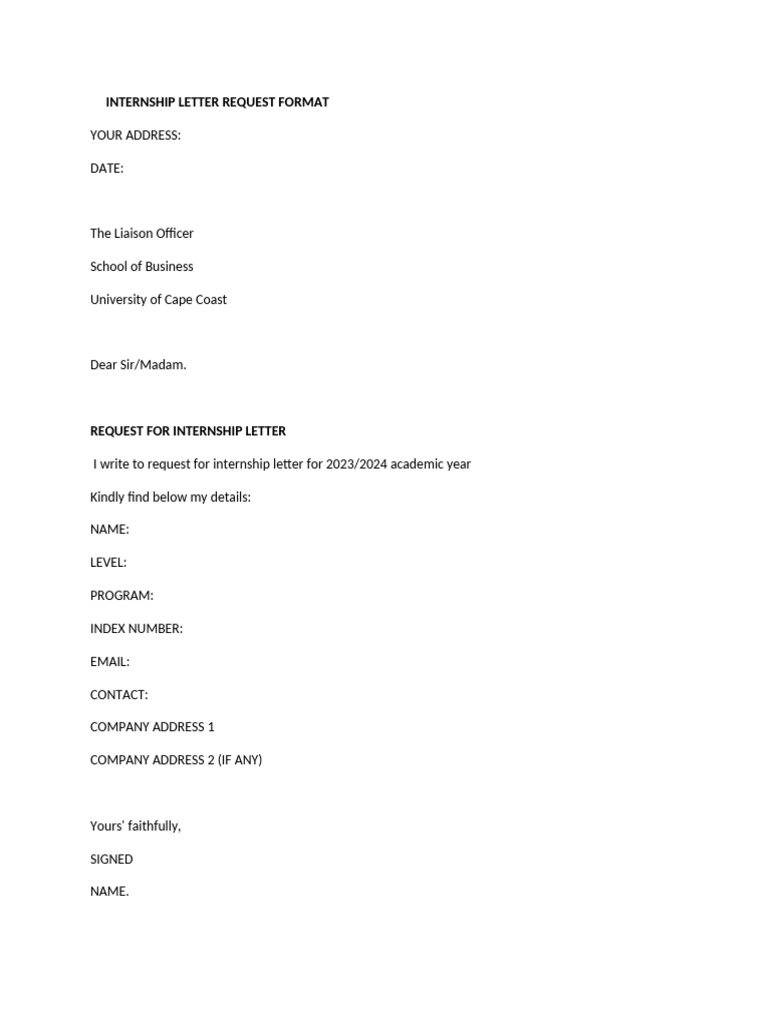 Internship Request Form by Gentle | PDF