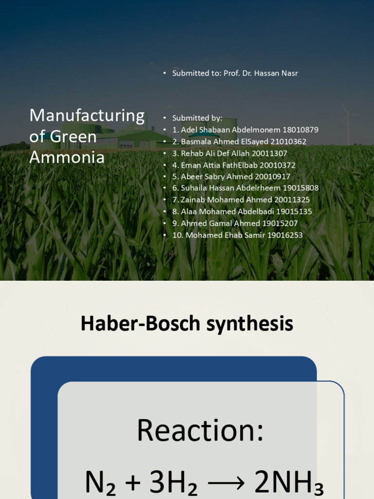 Green Ammonia Mass Balance | PDF | Mole (Unit) | Stoichiometry