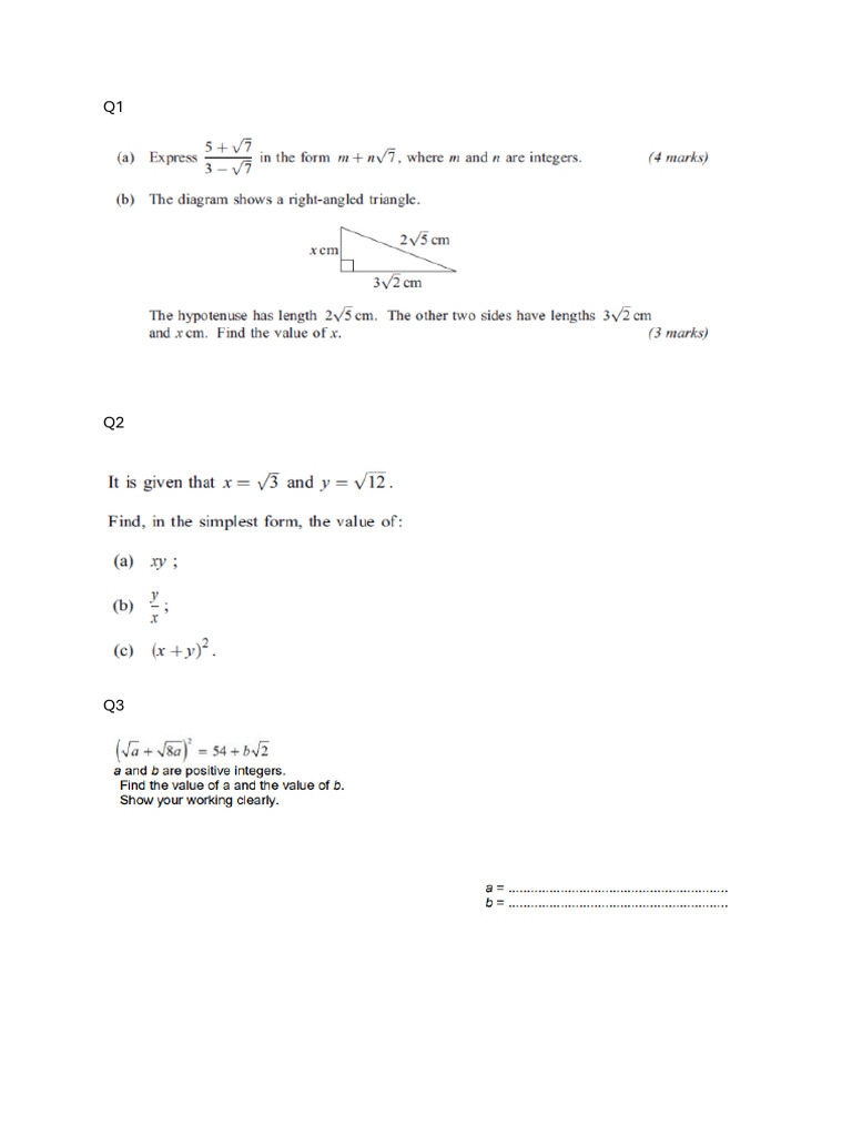 Surds - Word Prob | PDF
