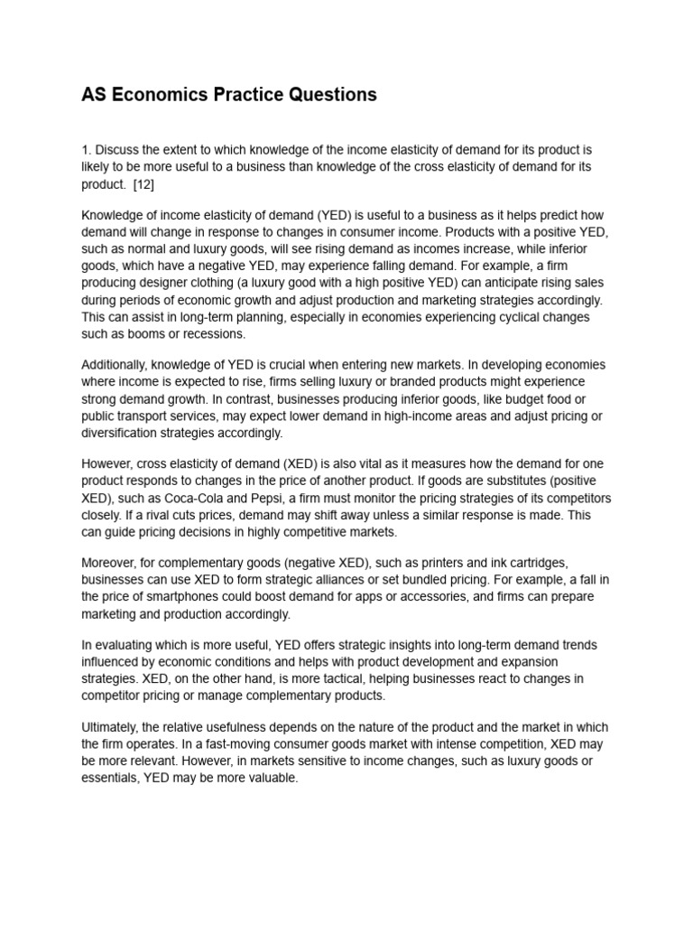 Elasticity in Economics: YED vs. XED | PDF | Demand | Supply (Economics)