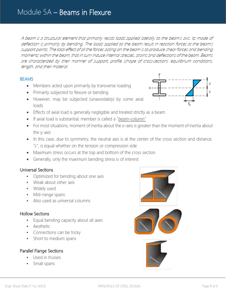 Module 5a Beams in Flexure | PDF | Beam (Structure) | Bending