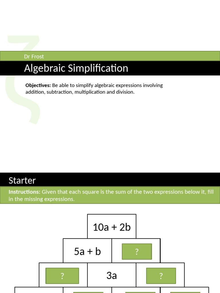 Simplifying Algebraic Expressions Guide | PDF | Multiplication ...