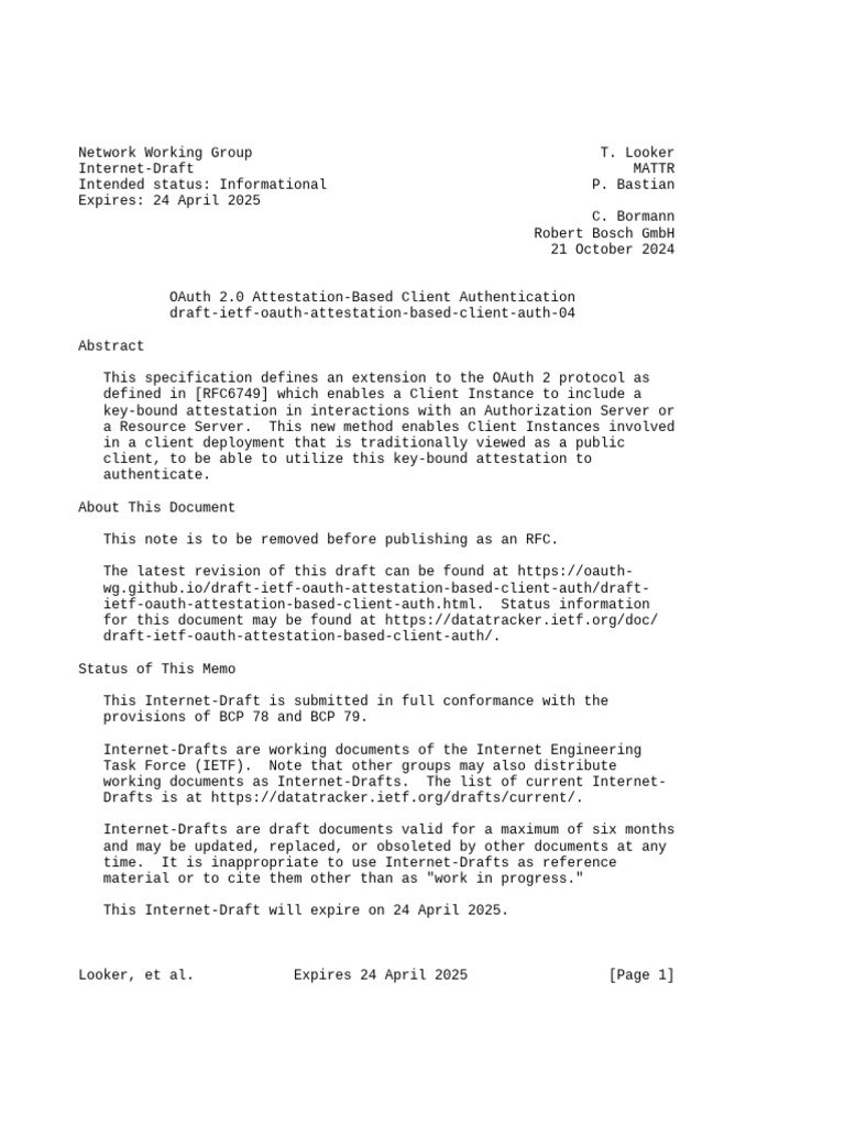 OAuth 2.0 Attestation-Based Auth Draft | PDF | Internet | Internet ...