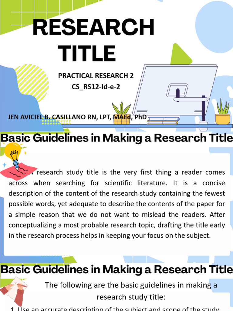 Guidelines for Crafting Research Titles | PDF | Subject (Grammar) | Word