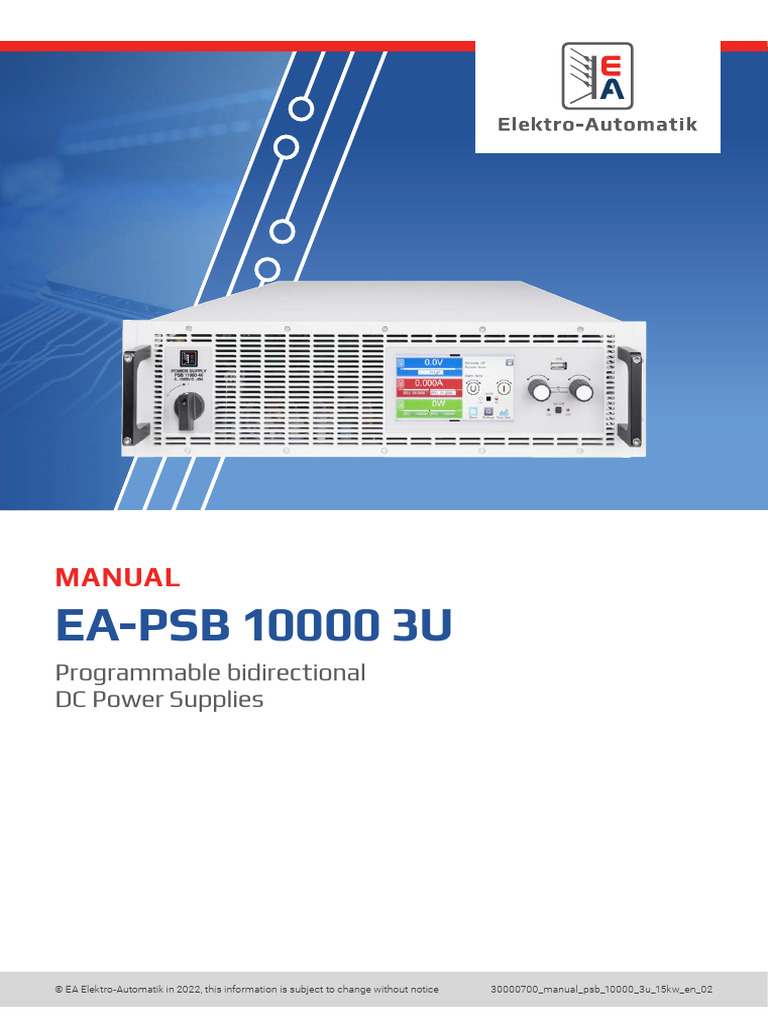 EA Bi-Directional Power Supplies - Manual (1) - 1 | PDF | Direct Current | Power Supply