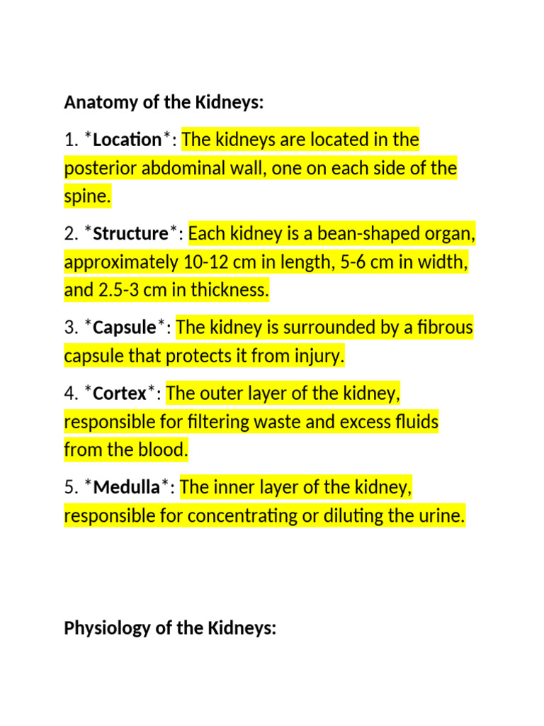 Anatomy of the Kidneys | PDF | Kidney | Angiotensin