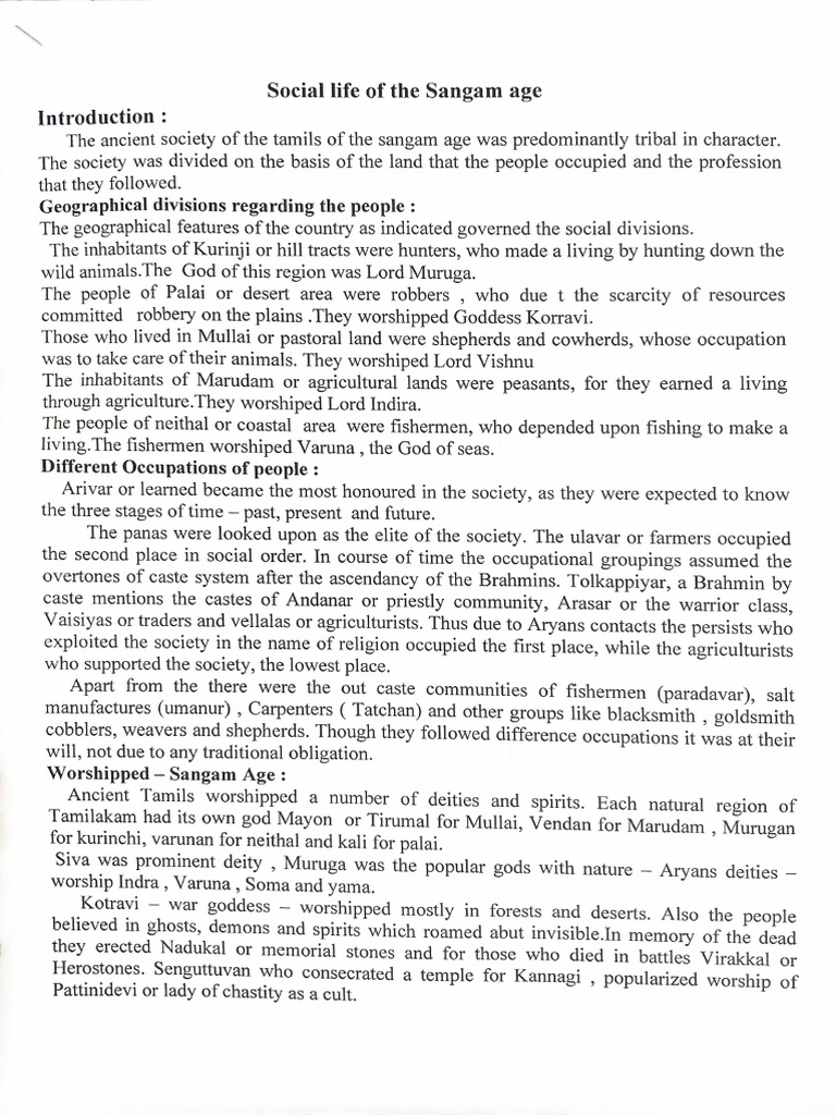 Social Life of the Sangam Age | PDF