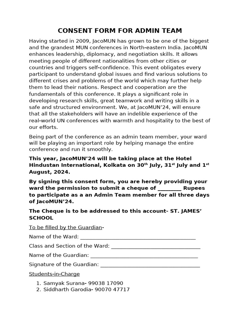 Consent Form for Administrative Team Jacomun' 2024 (1) | PDF