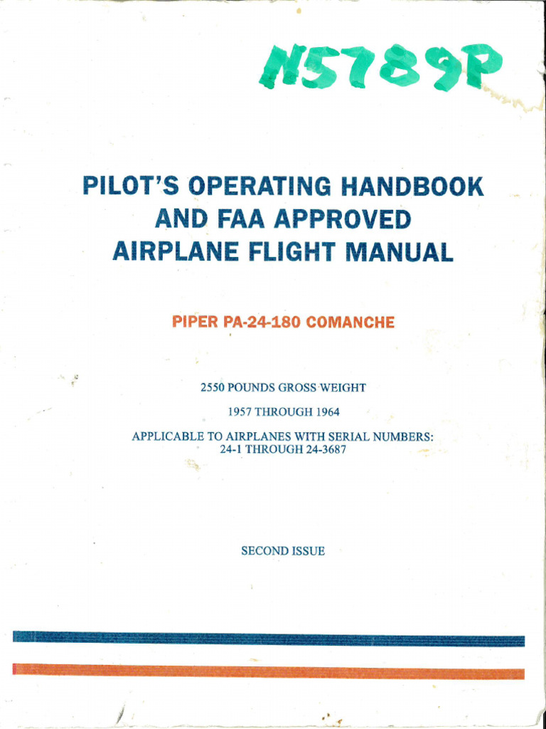 N5789P Pilots Operating Handbook and FAA Approved Airplane Flight ...
