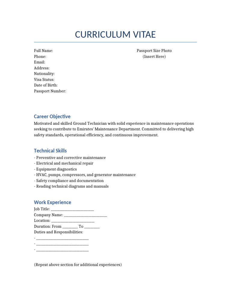 Ground Technician CV Template | PDF