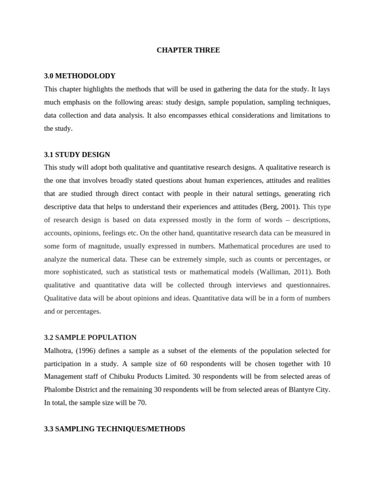 CHAPTER THREE For A Research Dissertation | PDF | Sampling (Statistics ...