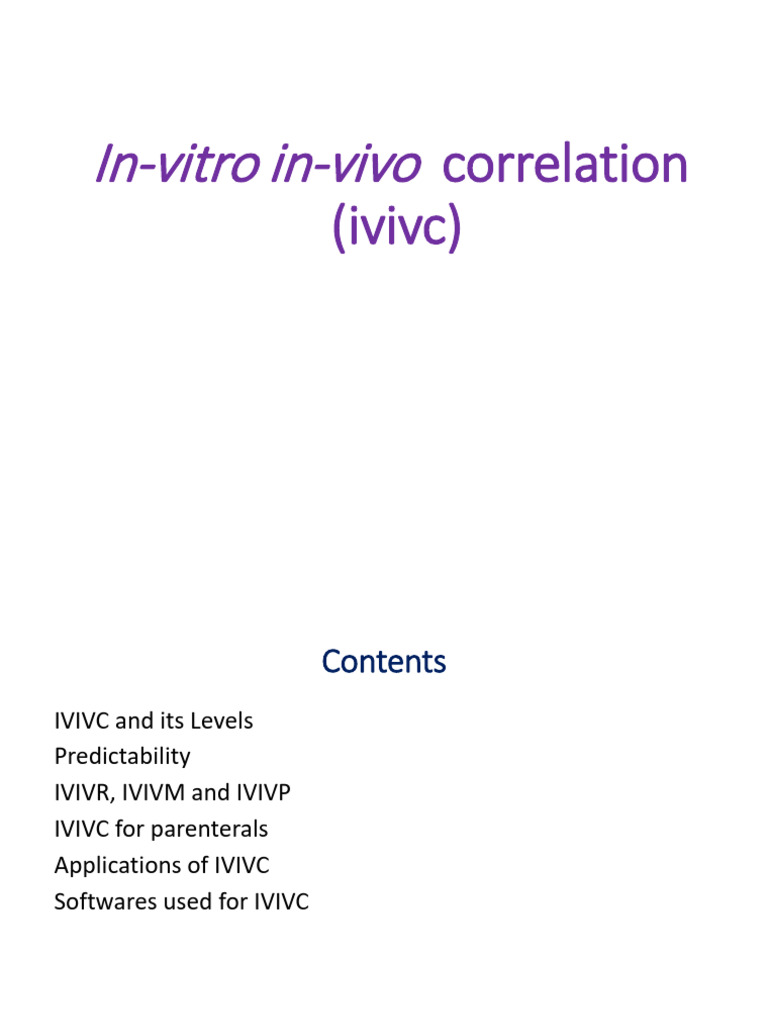 IVIVC Software and Applications | PDF | Bioavailability | In Vitro
