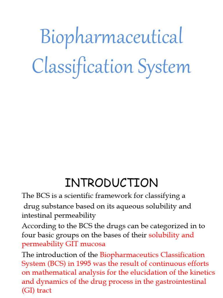 BCS Classifications 2025 | PDF | Solubility | Acid Dissociation Constant