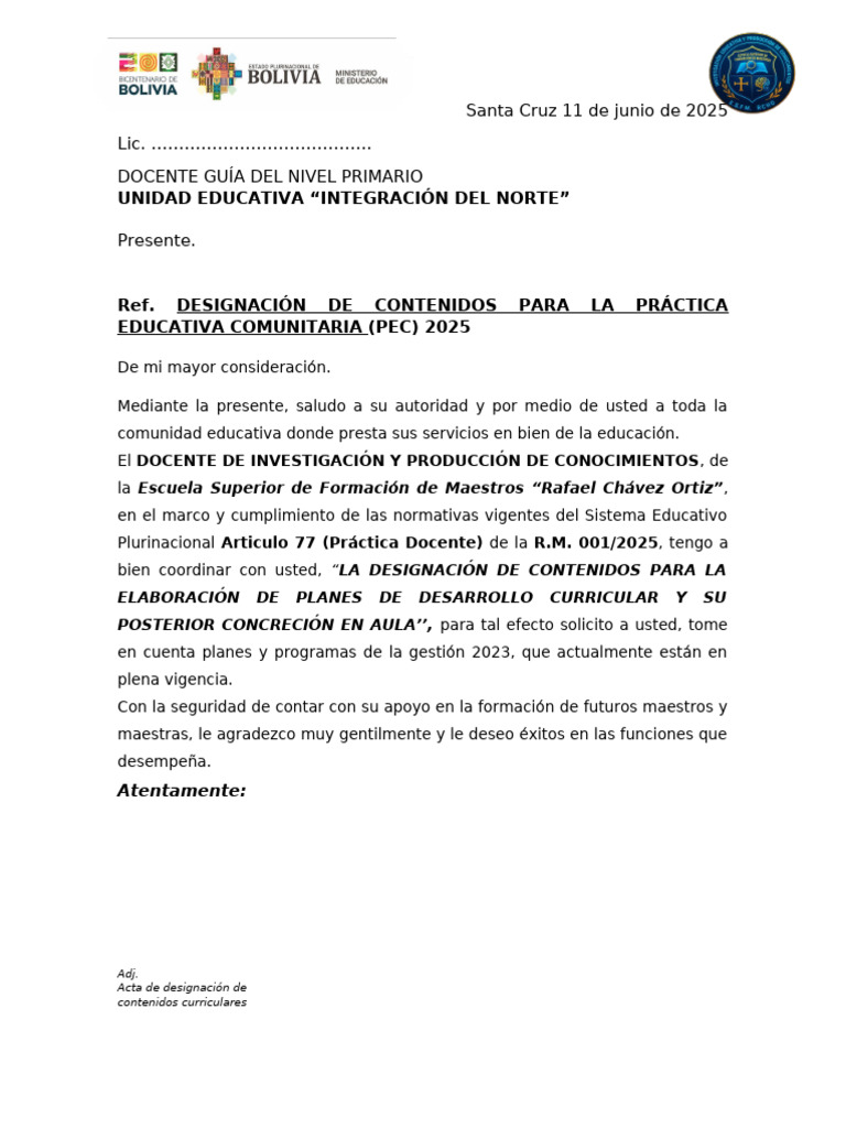 DESIGANCION DE CONTENIDOS IEPC-PEC 3ro Prim[1] | PDF | Maestros | Plan de estudios