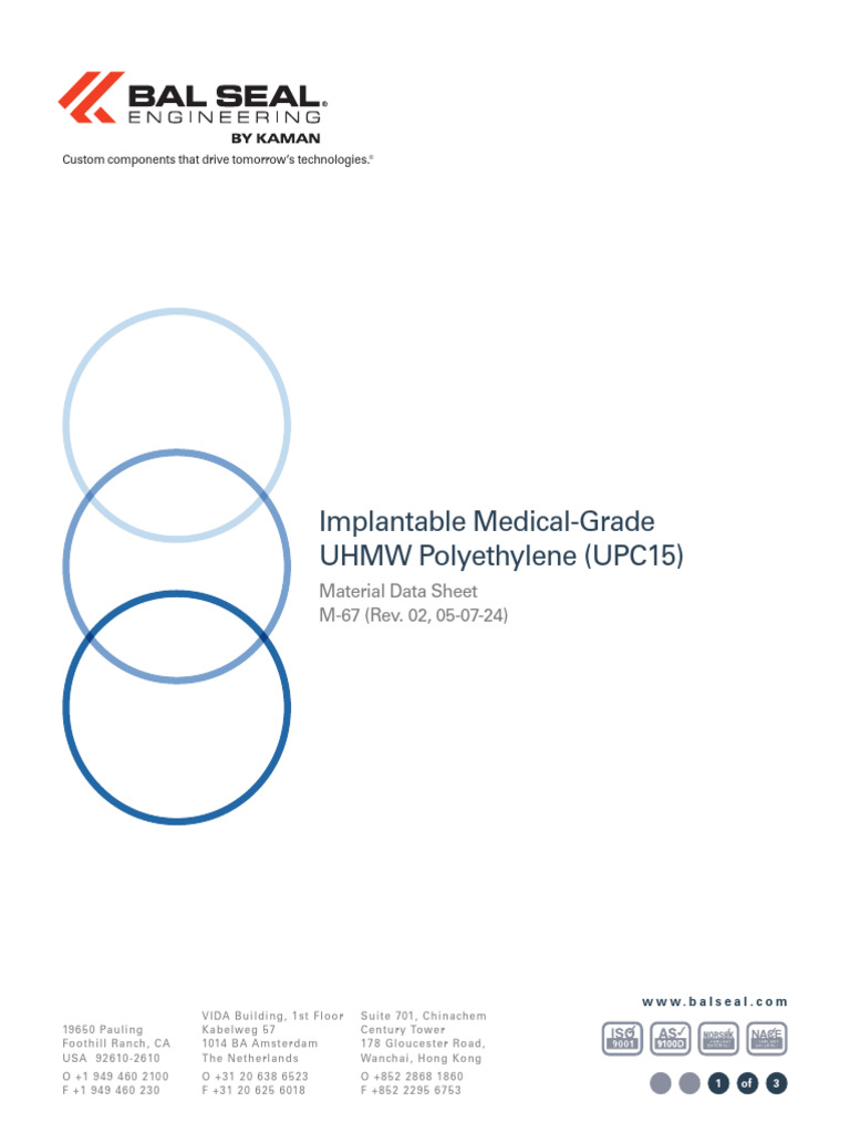 Medical-Grade UHMW Polyethylene Data Sheet | PDF | Polyethylene ...