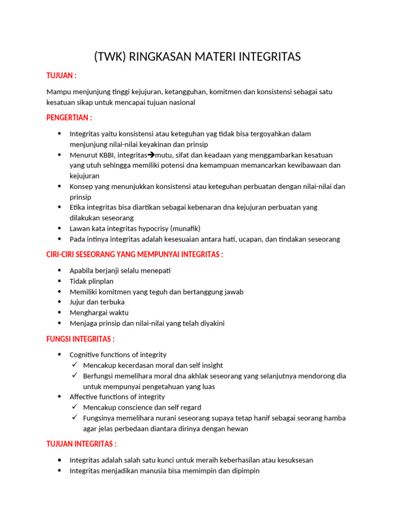 Memahami Konsep Integritas | PDF