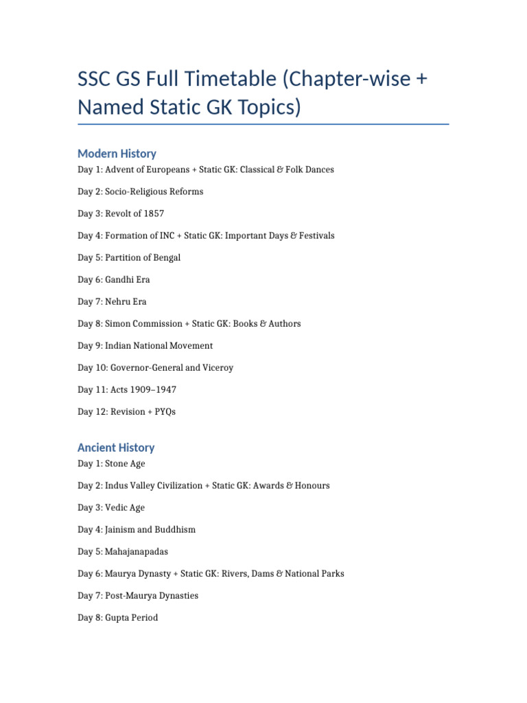 SSC GS Timetable With 6 Static Gap Days Corrected | PDF | Natural ...