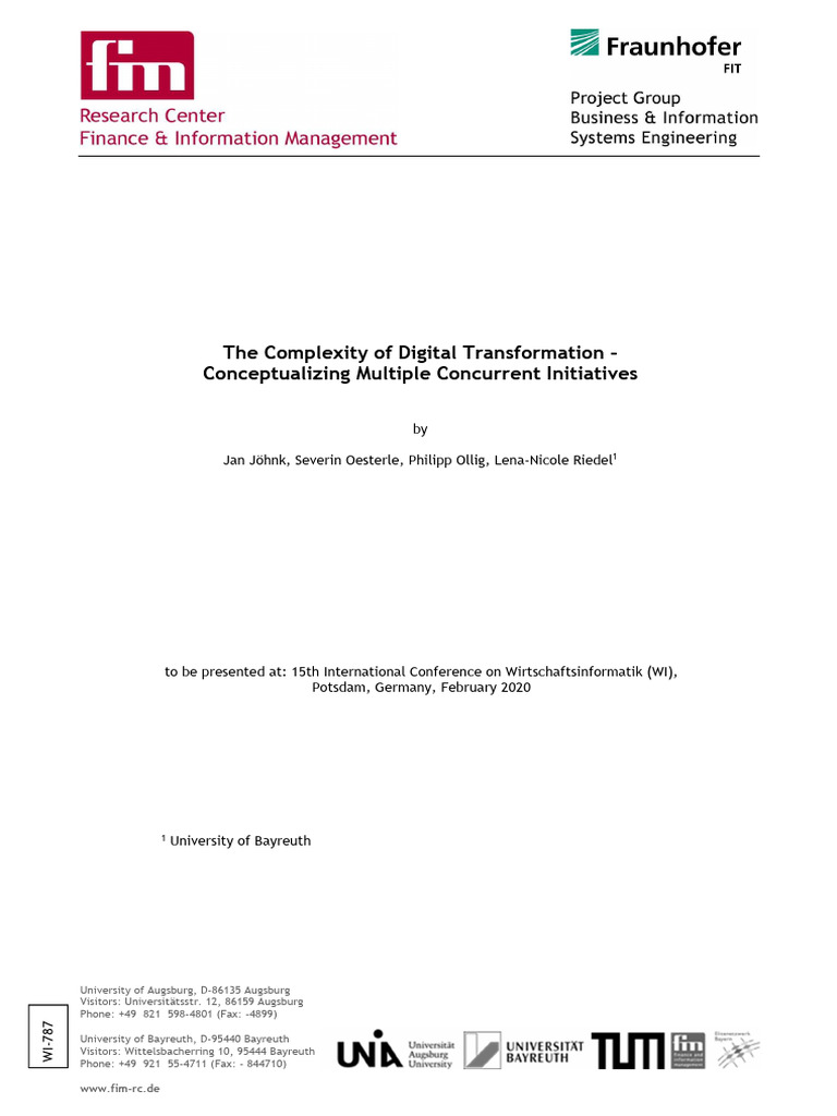 The Complexity of Digital Transformation Conceptualizing Multiple ...
