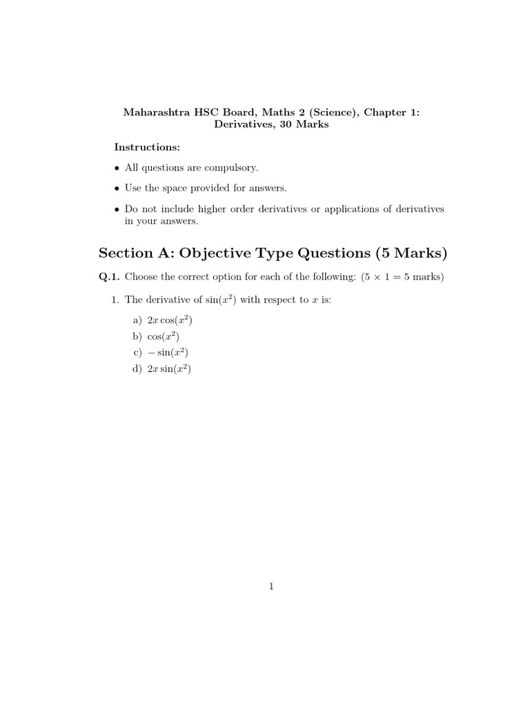Section A: Objective Type Questions (5 Marks) | PDF