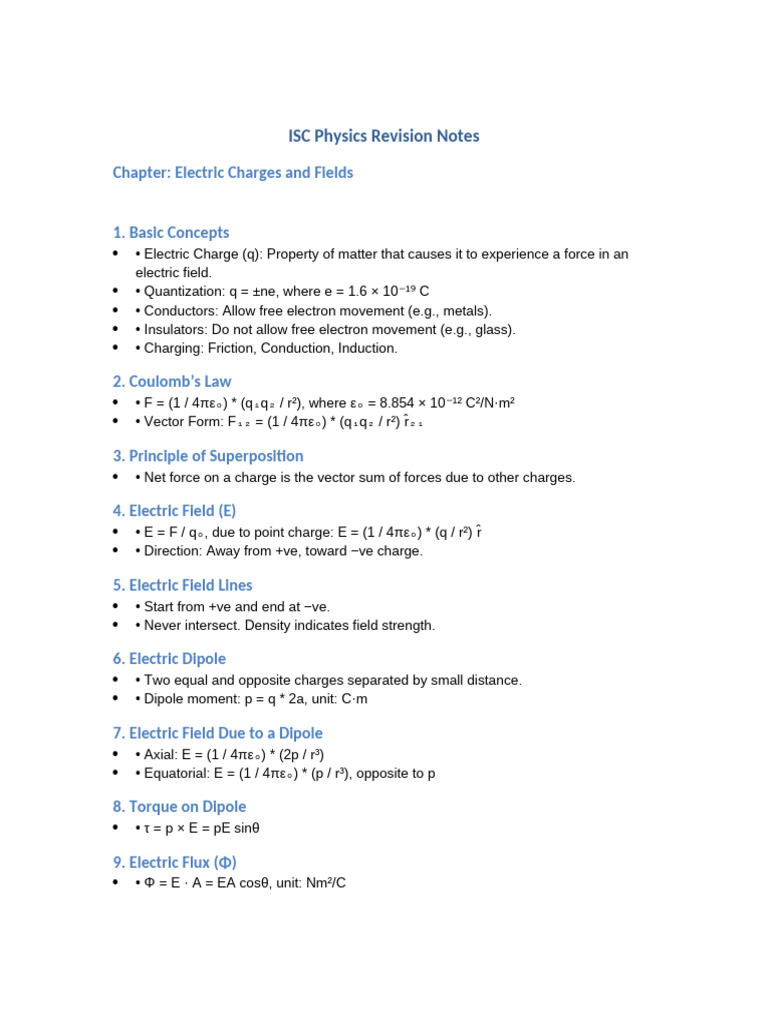 Charge Physics Formulas Overview | PDF