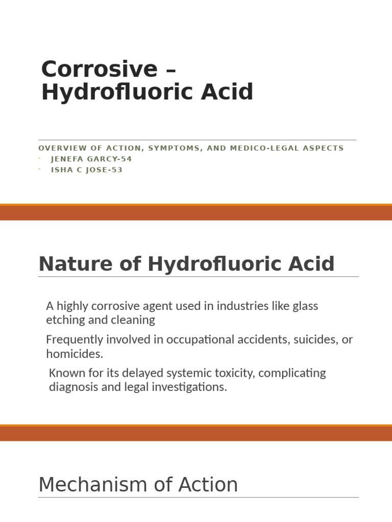 Hydrofluoric Acid: Risks and Treatment | PDF