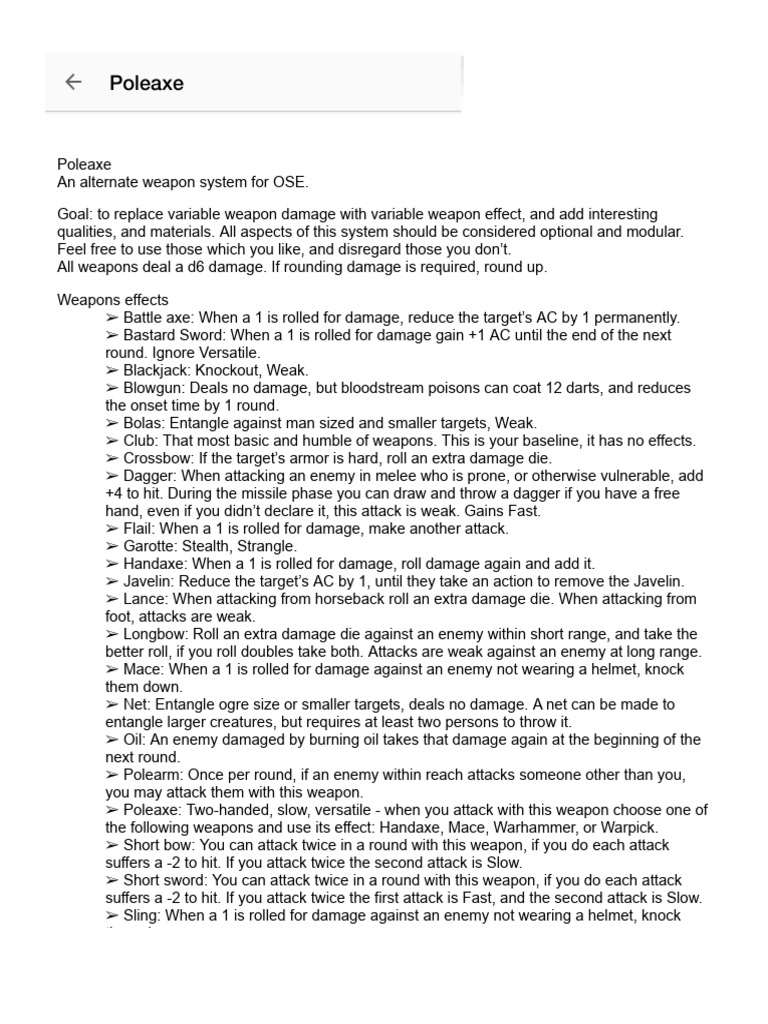 Poleaxe Alternate Weapons & Armor | PDF | Armour | Steel