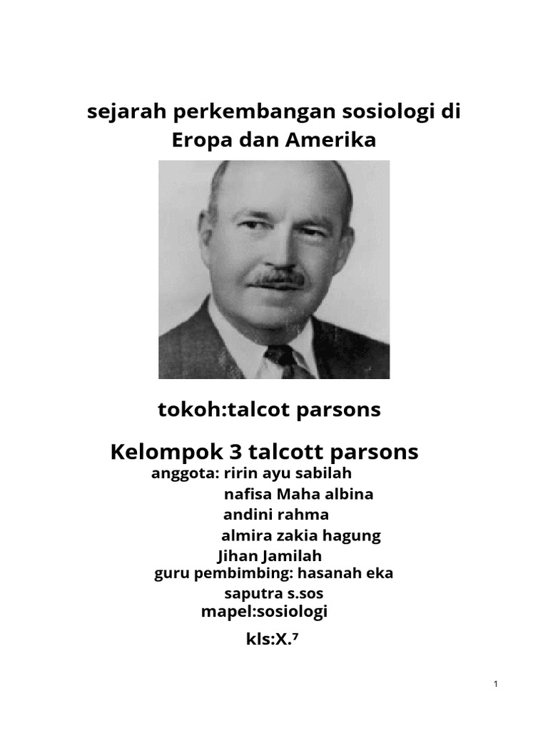 Pemikiran Talcott Parsons dalam Sosiologi | PDF