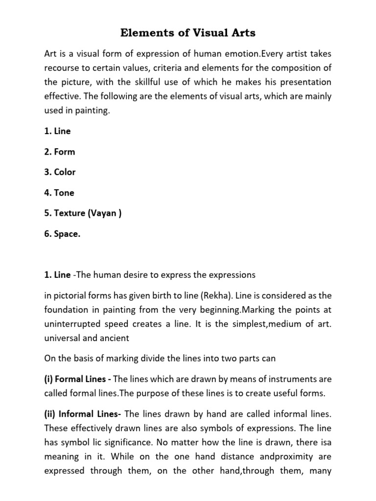 Key Elements of Visual Arts Explained | PDF | Color | Shape