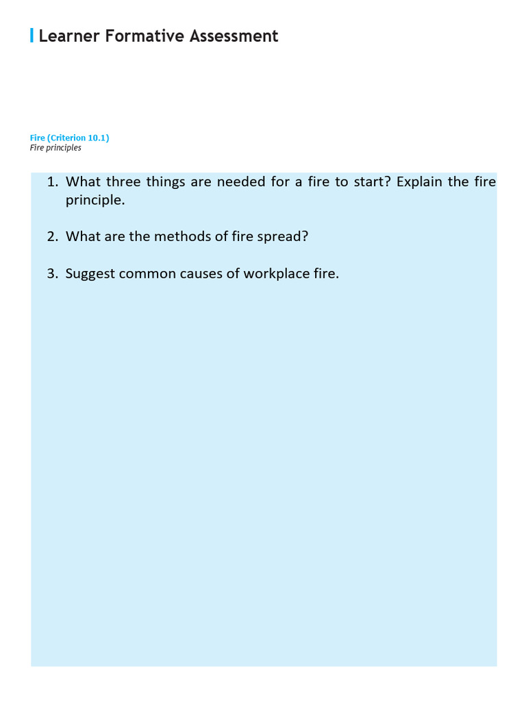 Formative Assessment - Element 10 | PDF