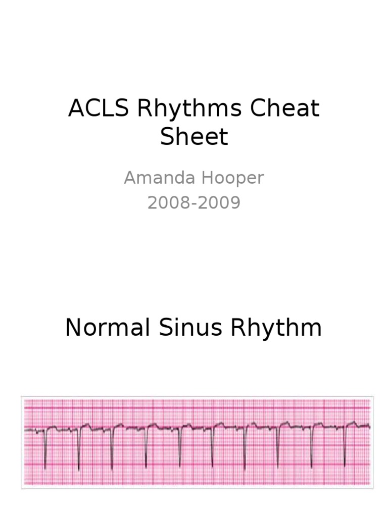 ACLS Rhythms Cheat Sheet | PDF | Electrophysiology | Diseases And Disorders