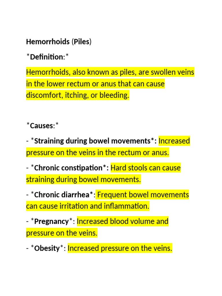 Hemorrhoids(Piles) | PDF