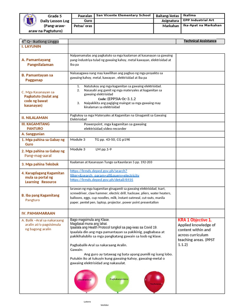 Cot DLP 3rd Q Wk3 Epp Ia | PDF