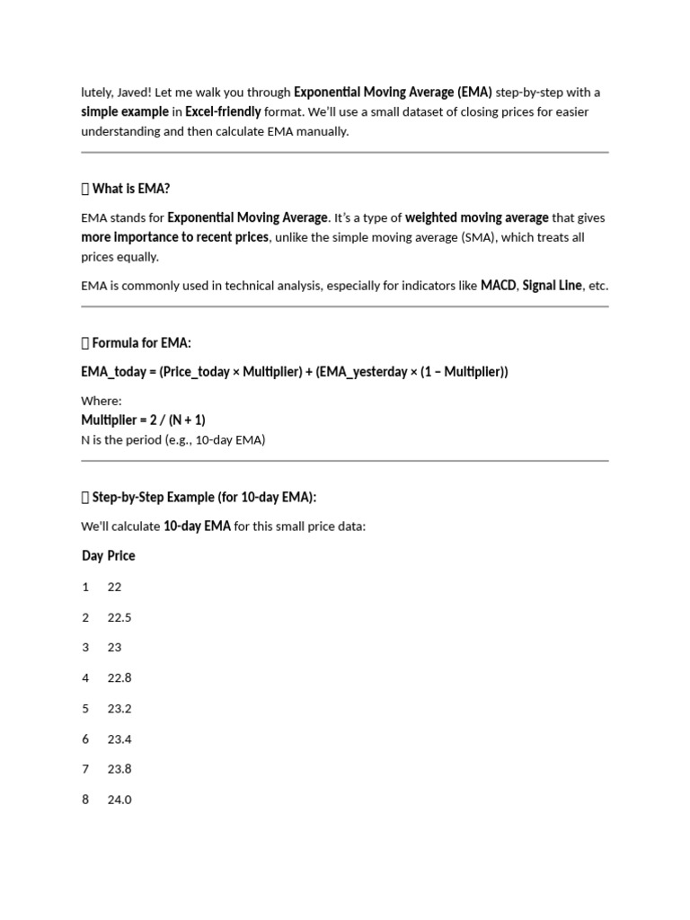 Calculating EMA in Excel: A Guide | PDF | Moving Average | Analysis