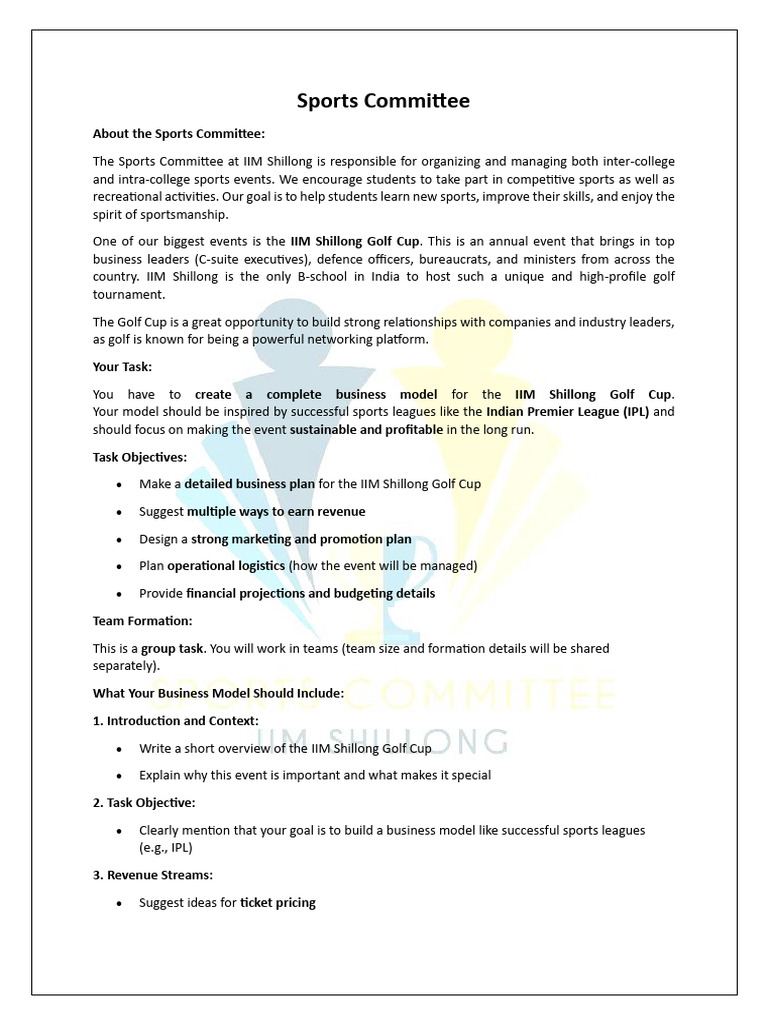 Sports Committee Task | PDF | Business | Business Economics