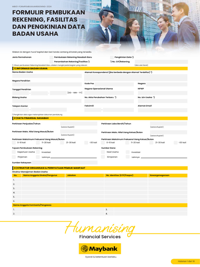 Panduan Pengisian Formulir Rekening | PDF